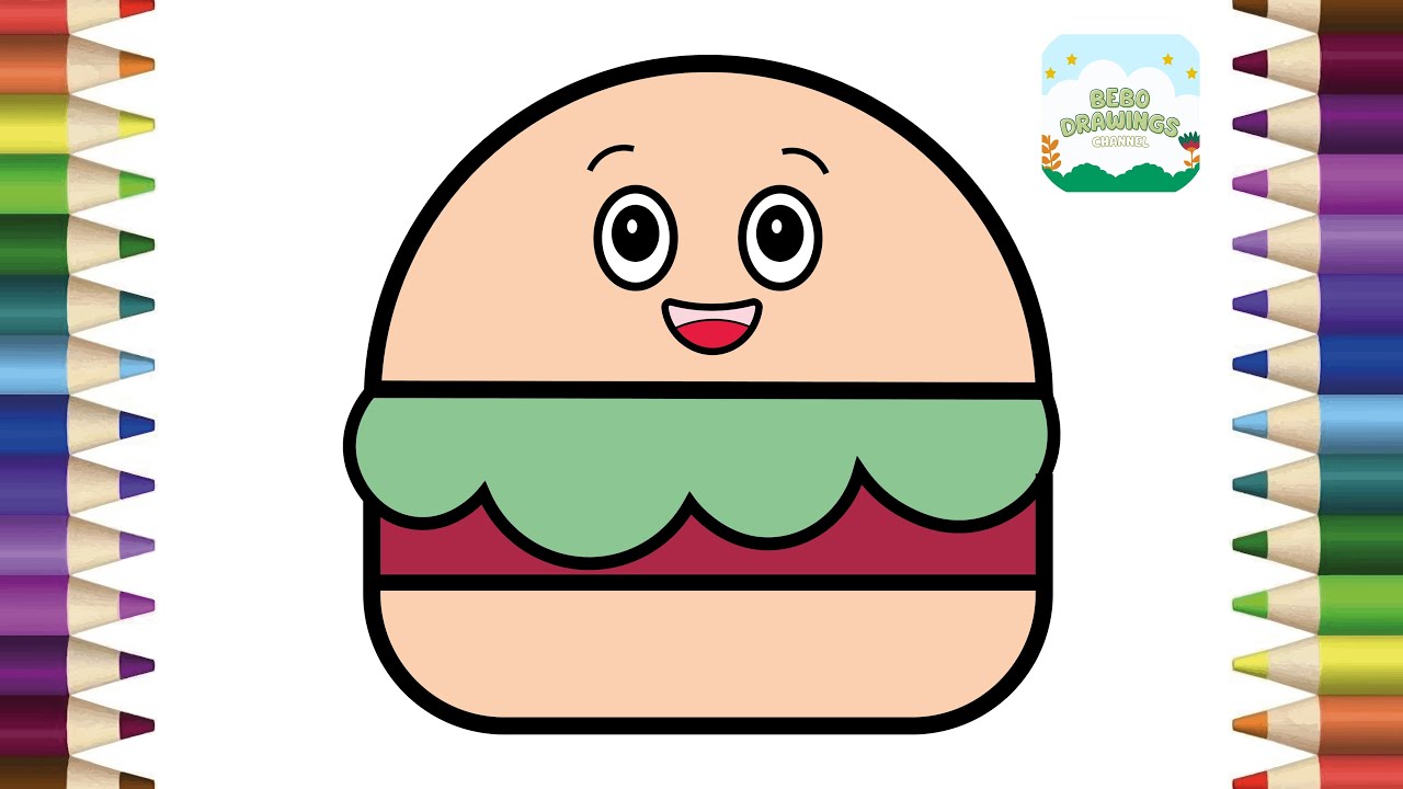 How To Draw A Cute Burger Easy Step By Step | Burger Drawing - YouTube