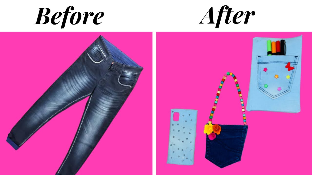 DIY Jeans pant Crafts || Old jeans ideas || Minis Art and Craft Ideas ...