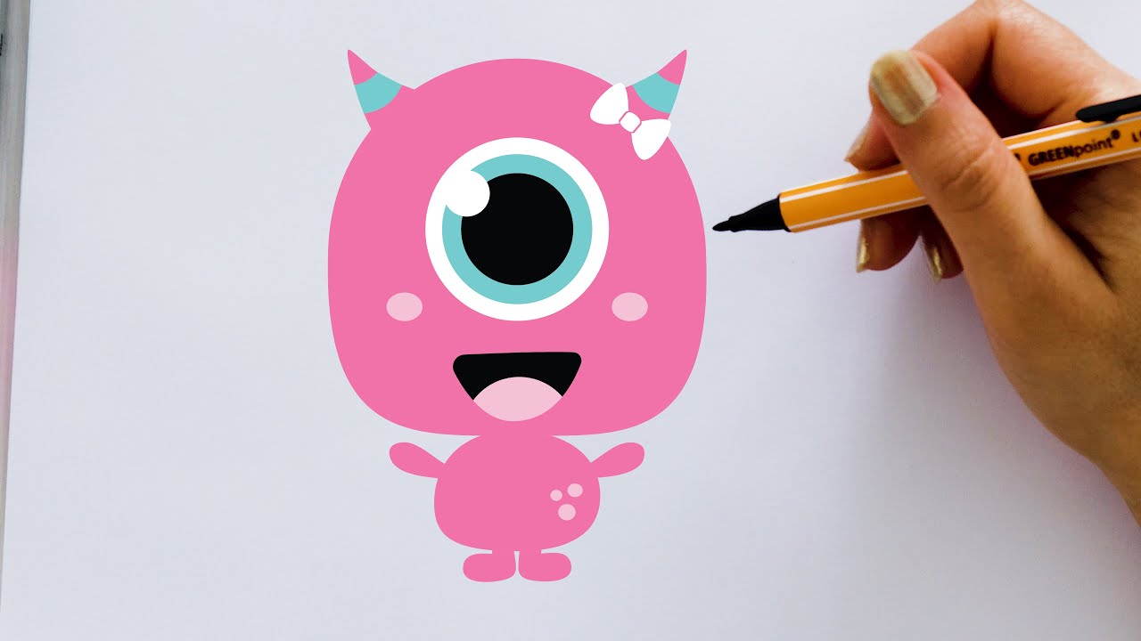 HOW TO DRAW A MONSTER CUTE EASY DRAWING LESSON - YouTube
