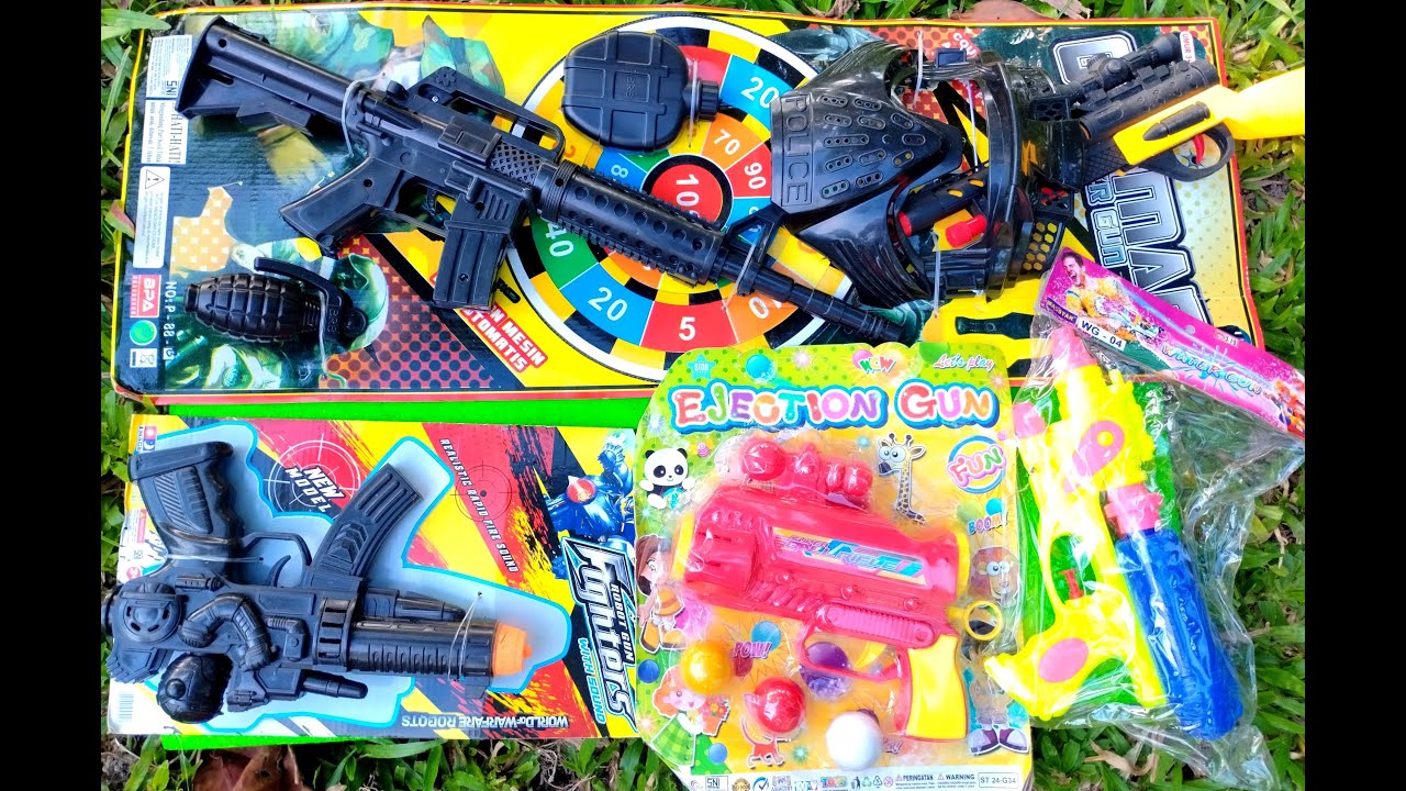Unboxing New Shooting Toy, Super Ball Gun, Ak47, M16 Robot Mask Game ...