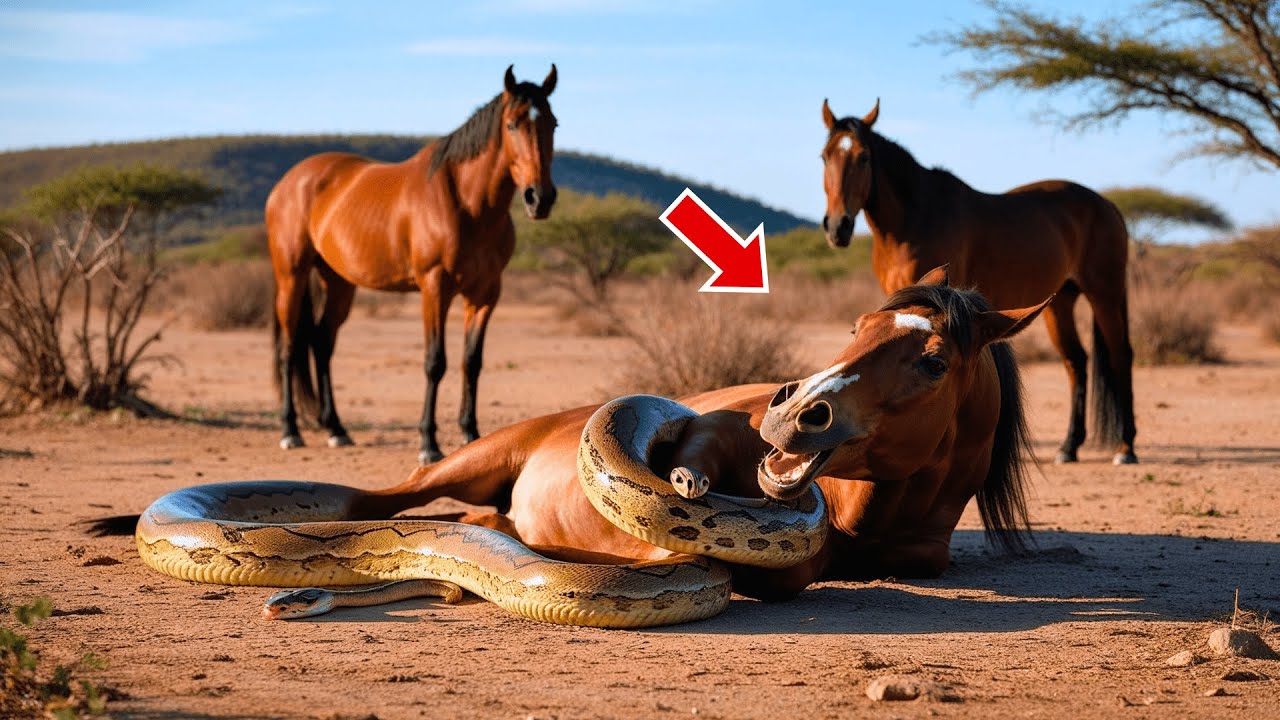 EIN RIESIGER PYTHON greift eine Stutemutter an Sie werden nicht glauben wer zur Rettung gekommen ...