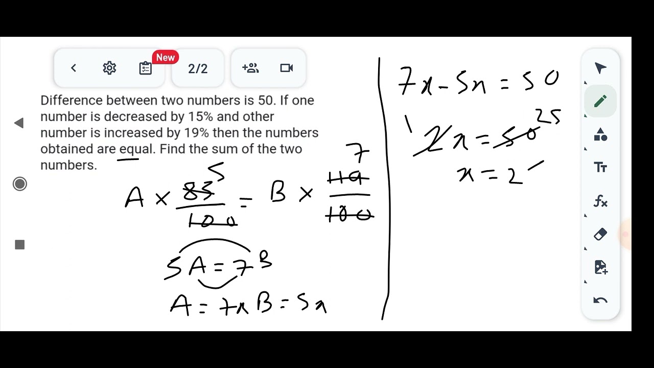 Difference between two number is 50. If one number is decreased by 15% ...