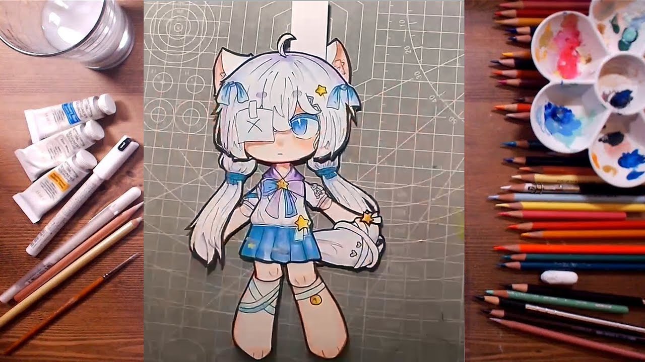 [🎀paper diy🎀] HOW TO MAKE PAPER DOLL GACHA CLUB | PART 21 | DIY | Draw ...