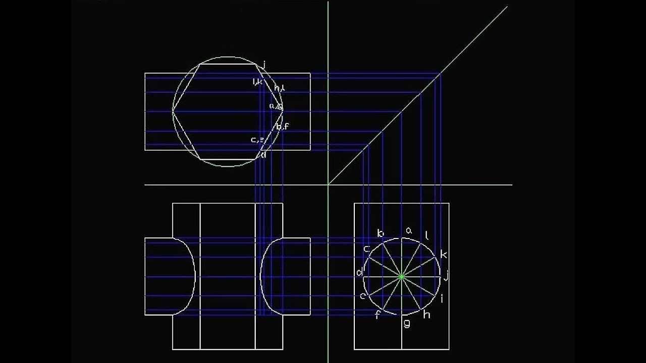 Intersection of Cylinder and Hexagonal based prism| Step by Step ...