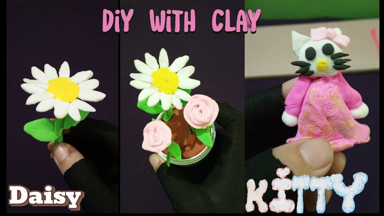 polymer clay daisy flower tutorial | rose craft | diy hellokitty | How ...