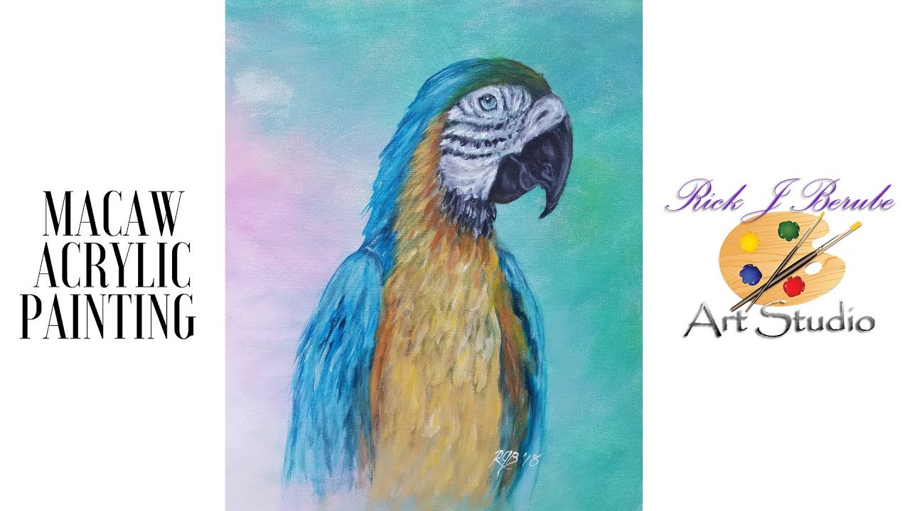 Macaw parrot acrylic painting tutorial - YouTube
