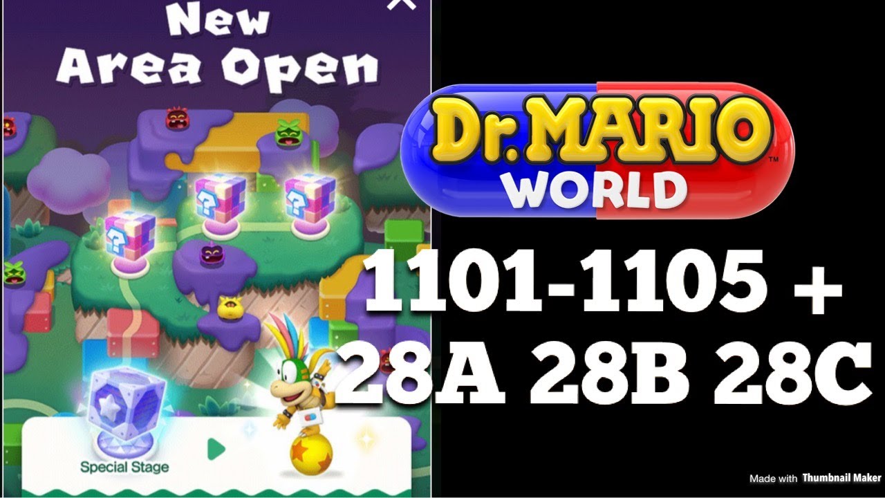 Dr. Mario World - New Area! Levels 1101, 1102, 1103, 1104, and 1105 ...