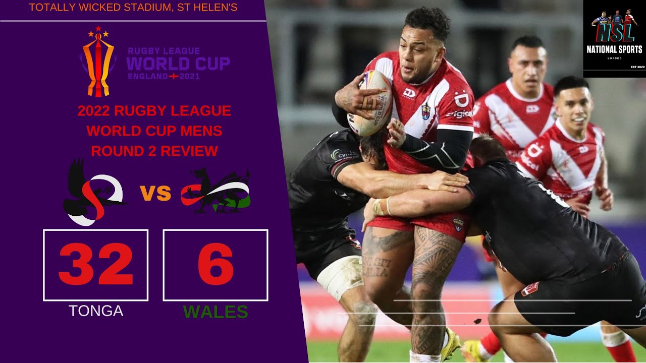 2022 Rugby League World Cup England Mens Tonga vs Wales Round 2 review ...