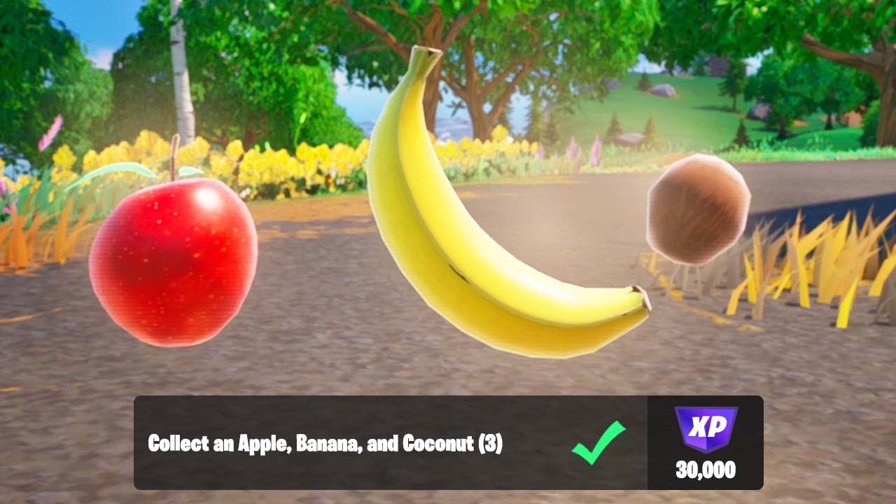 Collect an Apple, Banana, and Coconut - Fortnite Summer Escape Quests ...