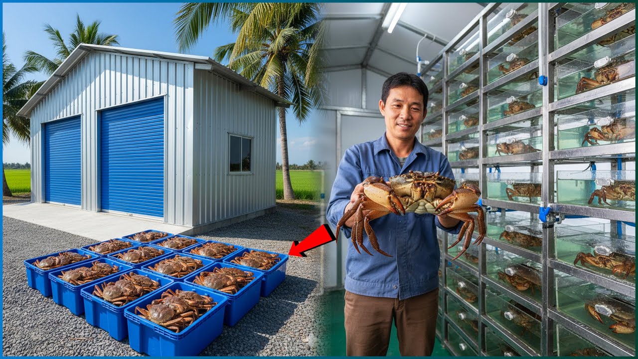 Farming CRABS Vertically in a Small Shed | How Vertical Crab Farming is ...