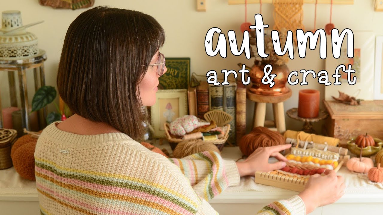 Cozy cottagecore autumn: knitting, weaving, baking pie, watercolor ...