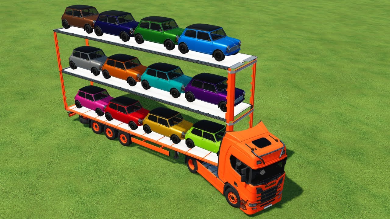 TRANSPORT COLORED MINI COOPER WITH SCANIA TRUCK - Farming Simulator 22 ...