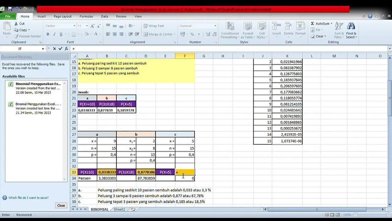 Menghitung Distribusi Binomial - Melalui Ms Excel - YouTube