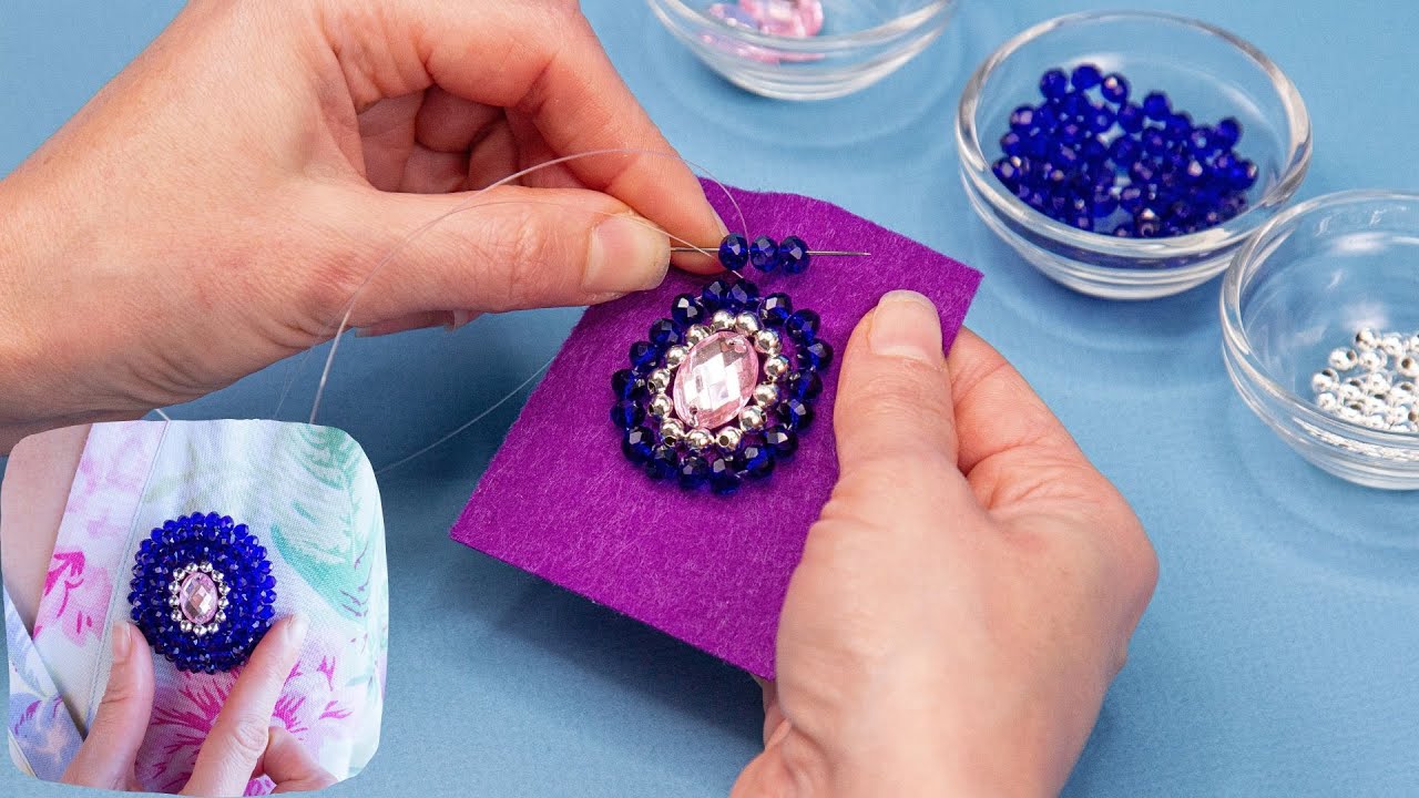 How to make a beaded brooch easily - DIY jewelry! - YouTube