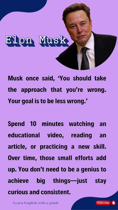Elon Musk – Learning New Skills 🌏| Learn English #english # ...