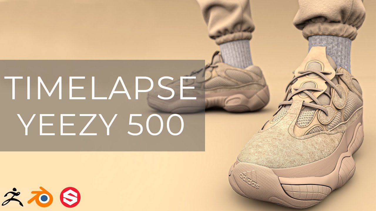 Sneakers Adidas Yeezy 500 - Modeling timelapse | Blender | Zbrush ...