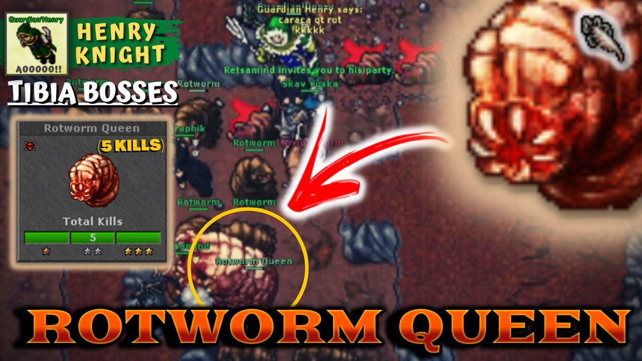 TIBIA BOSSTIARY #35 - COMO FAZER O BOSS ROTWORM QUEEN, BOSS NEMESIS (5 ...