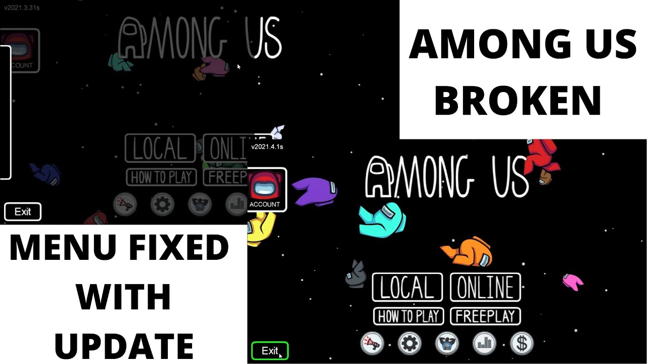 AMONG US "BROKEN MENU FIXED WITH UPDATE" - YouTube