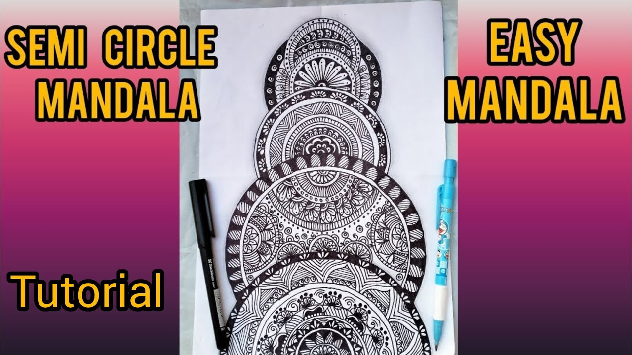 Semi-Circle Mandala || How to take measurement in CMs || STEP BY STEP ...