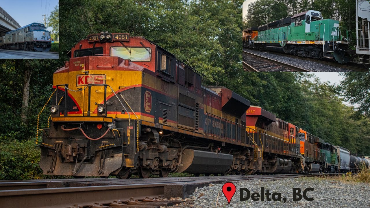 BNSF H-TACVBT1-04A with KCSM leaders + BNSF 1507, Amtrak Cascades ...