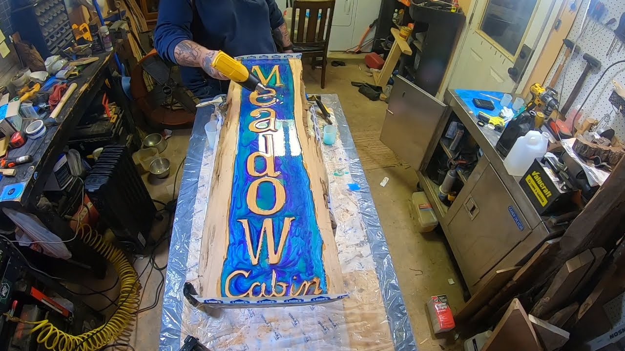 WOOD & EPOXY SIGN - YouTube