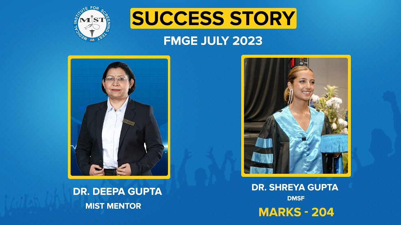 Success Story of Dr. Shreya Gupta from DMSF Score 204 - YouTube