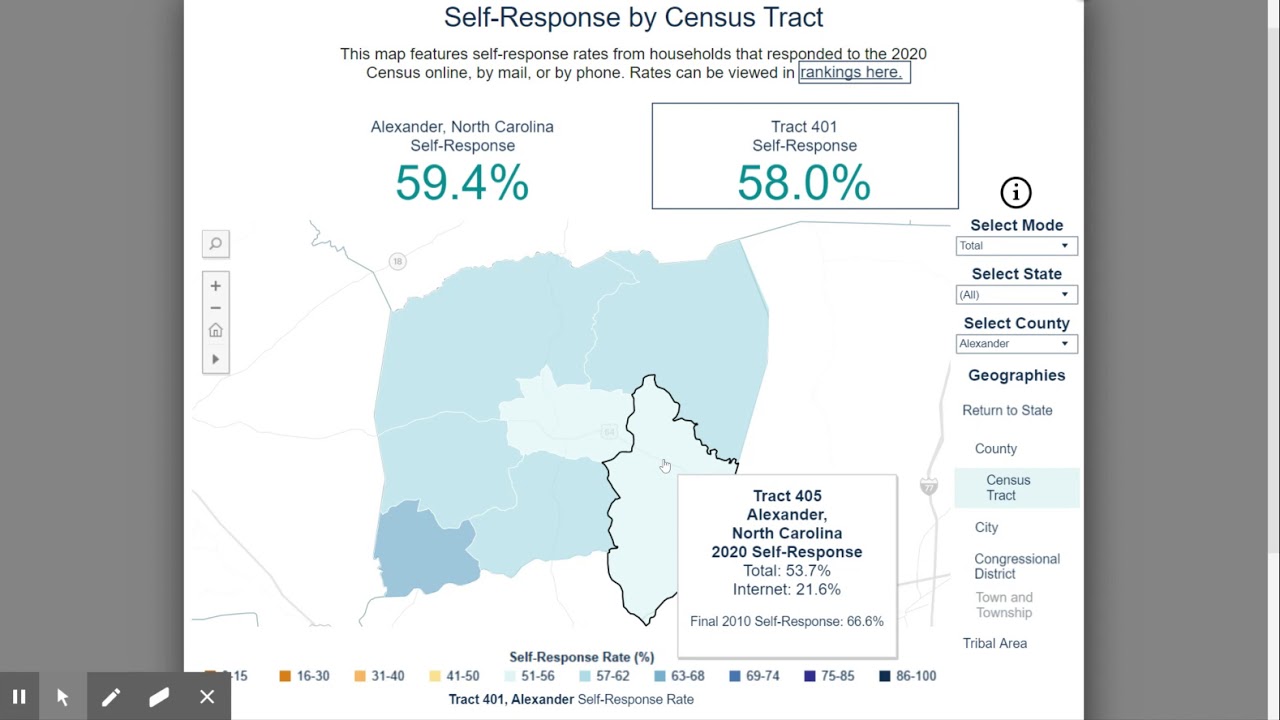 Census response by tract in Alexander County, NC - YouTube