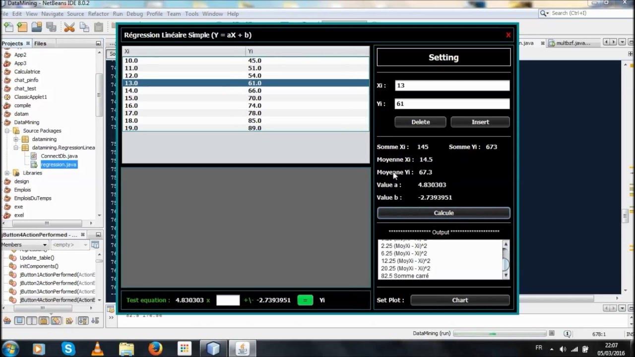 Simple Lineare Regression in java Netbeans - YouTube