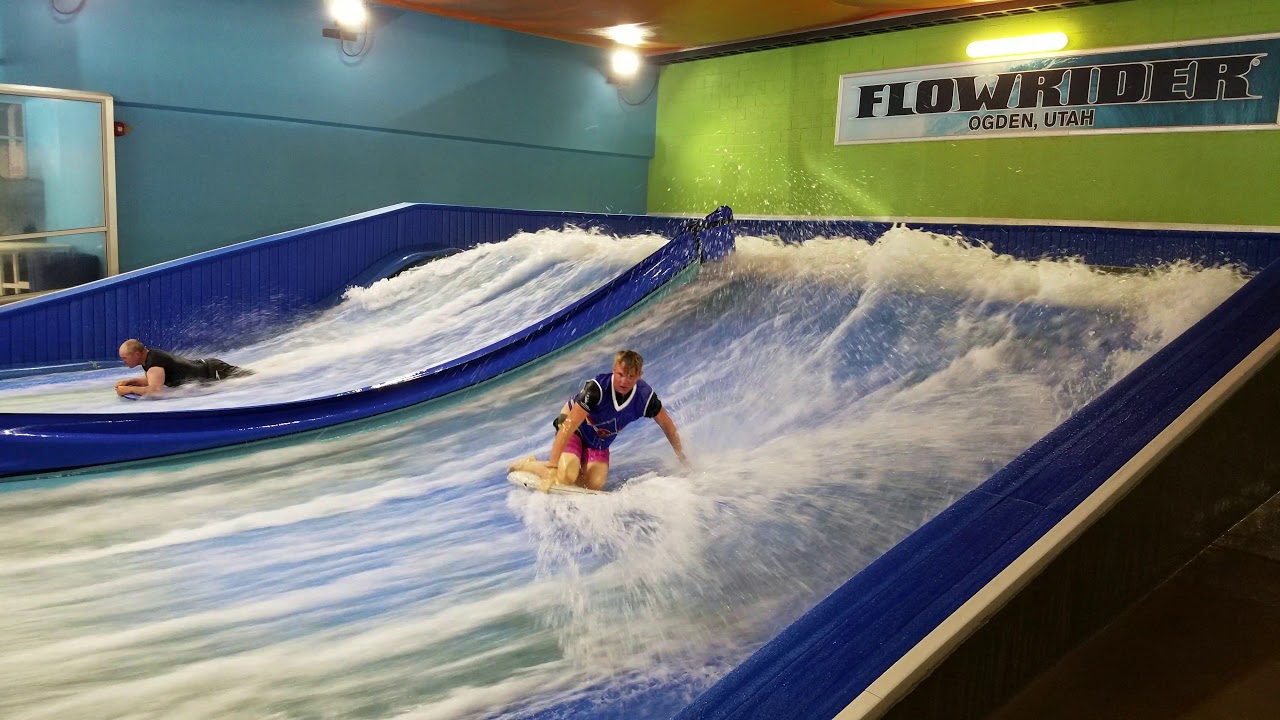 Bodyboarding on the FlowRider on Ogden Utah Salomon Center Tricks and ...