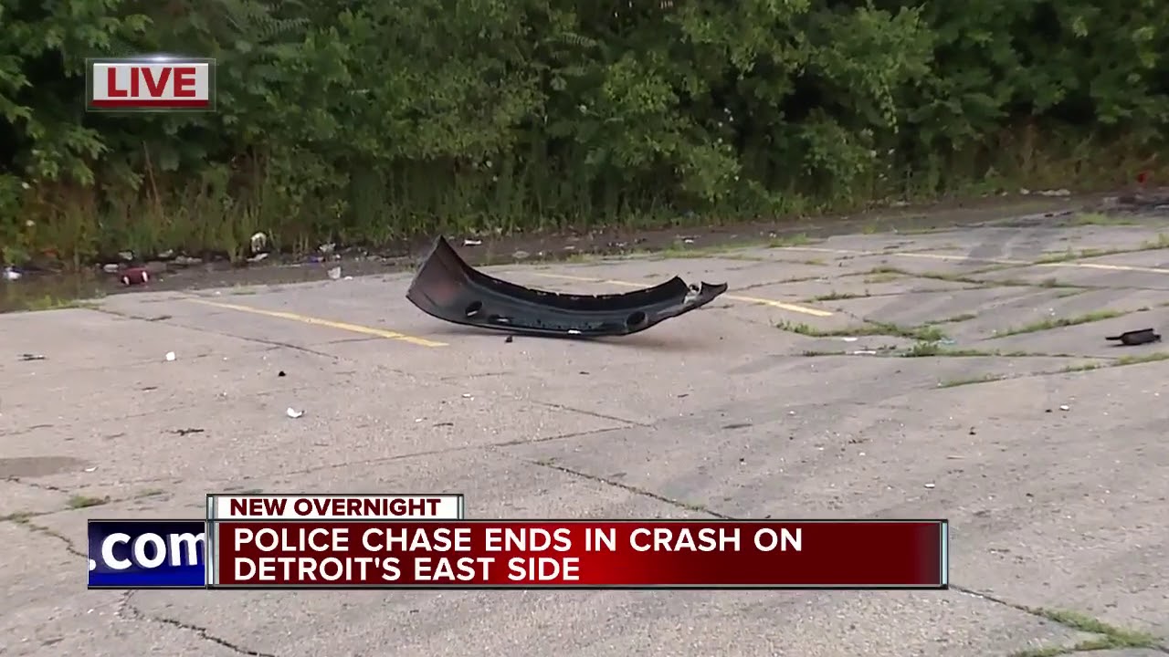 Police chase ends in crash on Detroit's east side - YouTube