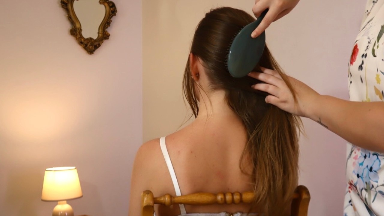 asmr hair brushing (real person) - soft spoken hair brushing tingles - YouTube
