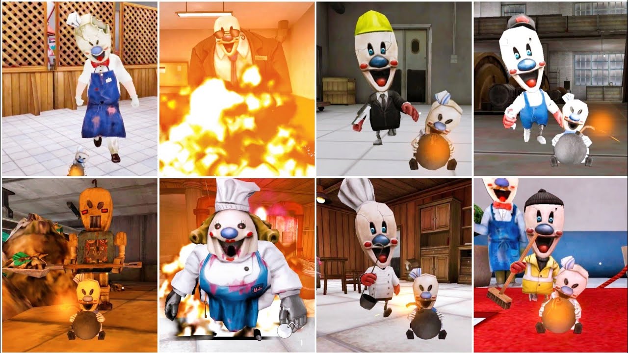 Ice Scream 4 5 6 All Enemies Vs Bomb Traps - YouTube