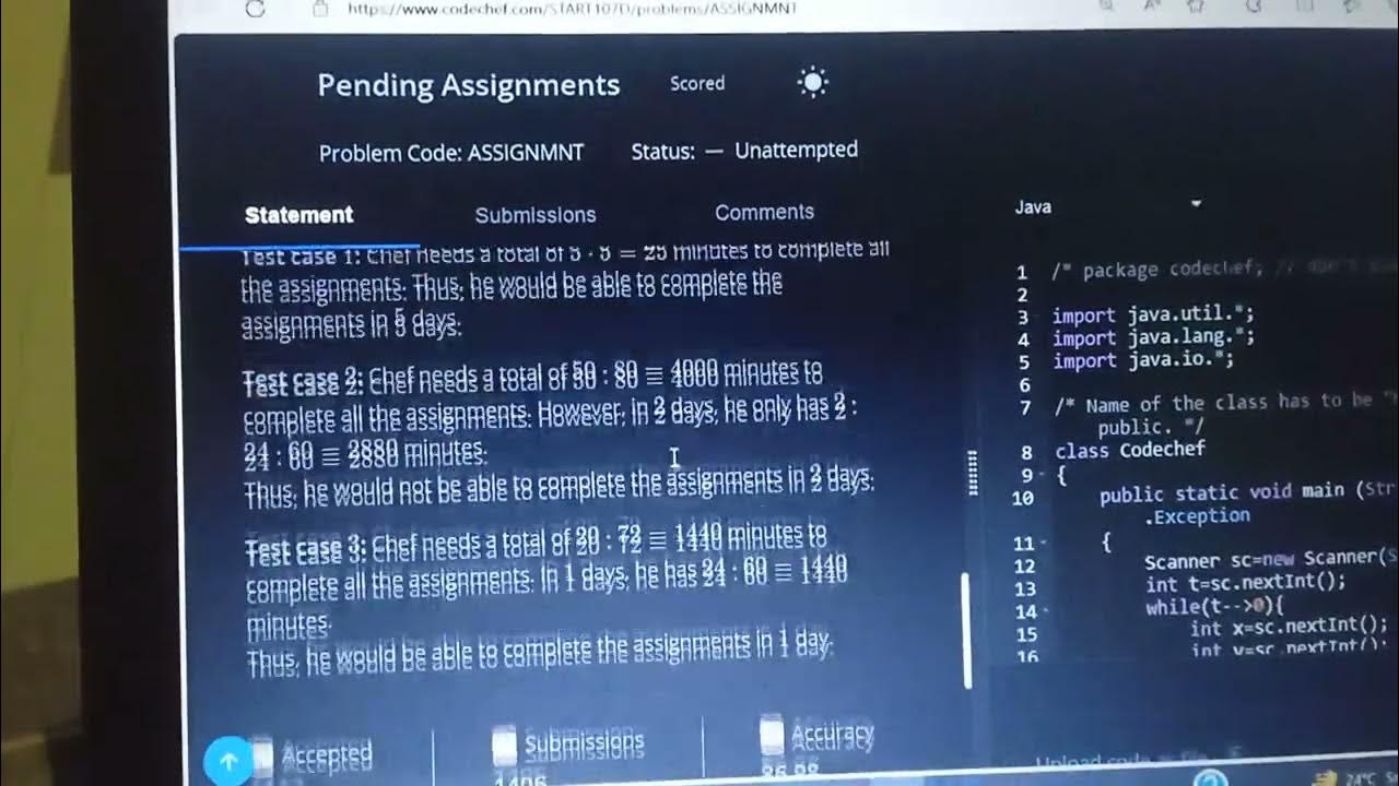 Pending Assignments/ java codechef solution - YouTube