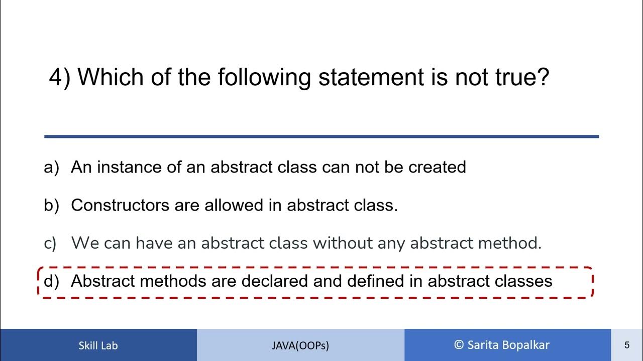 MCQ Abstract Classes and Methods - YouTube