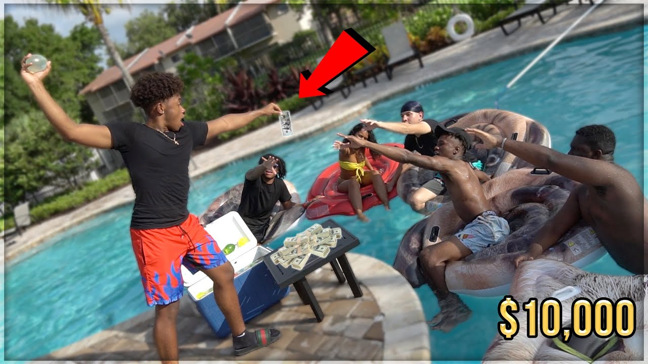 LAST TO FALL IN POOL WINS $10,000! - Challenge - YouTube