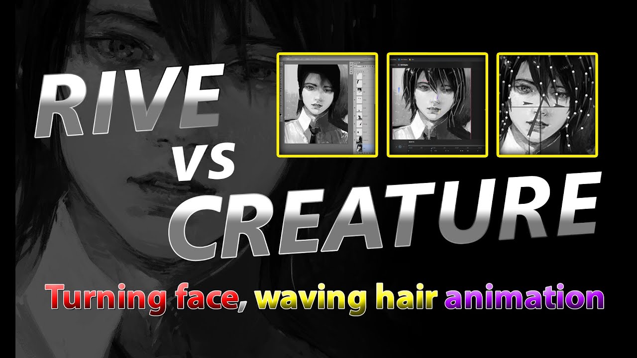 Animating 2D image, hair wave, blinking, face turning in Rive and ...