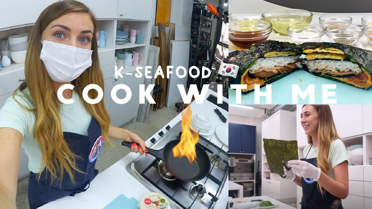 COOK KOREAN FOOD WITH ME 🇰🇷🍳👩‍🍳 k-seafood cooking class vlog - YouTube