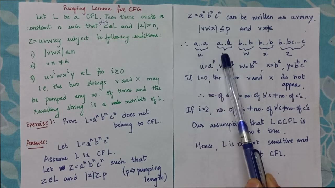 Pumping Lemma| Context Free Language and Context sensitive languages| Prove that language is not ...