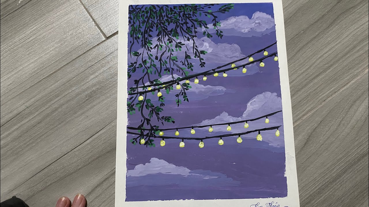 Watercolor painting with chill scene / vẽ tranh màu nước cho người tập ...