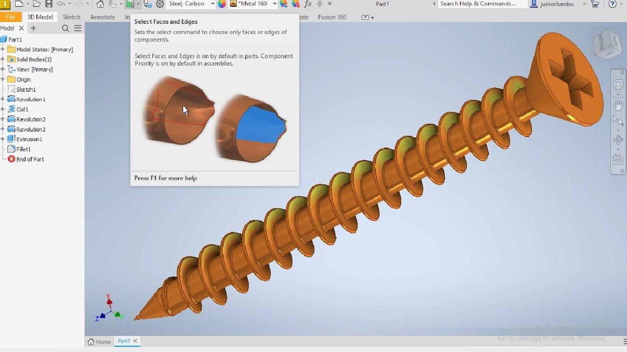 How To Draw A Helical Screw In Inventor Drawing A Screw With Autodesk Inventor Cad Tutorial