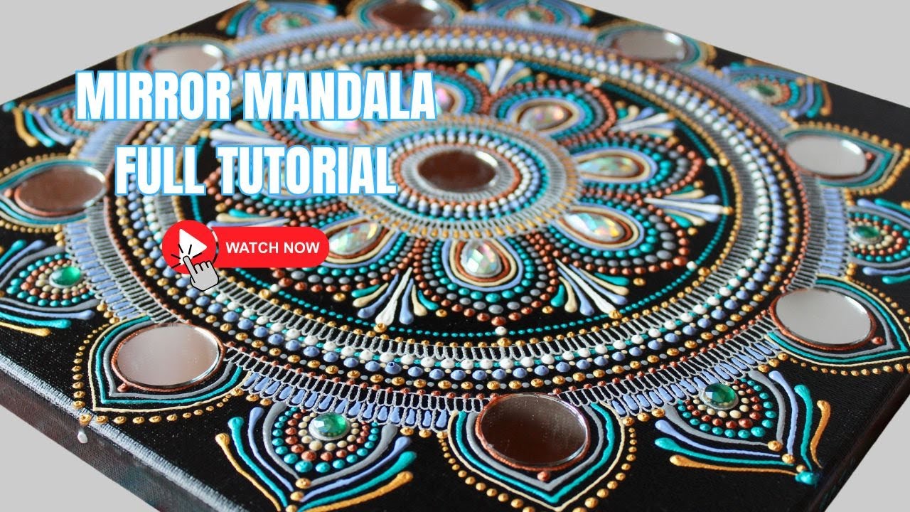 Mirror & Rhinestone Mandala in Cool Tones Using Acrylic Paint Cones ...