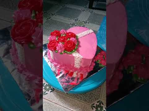 kue love anniversary// kue ultah anniversary pink - YouTube
