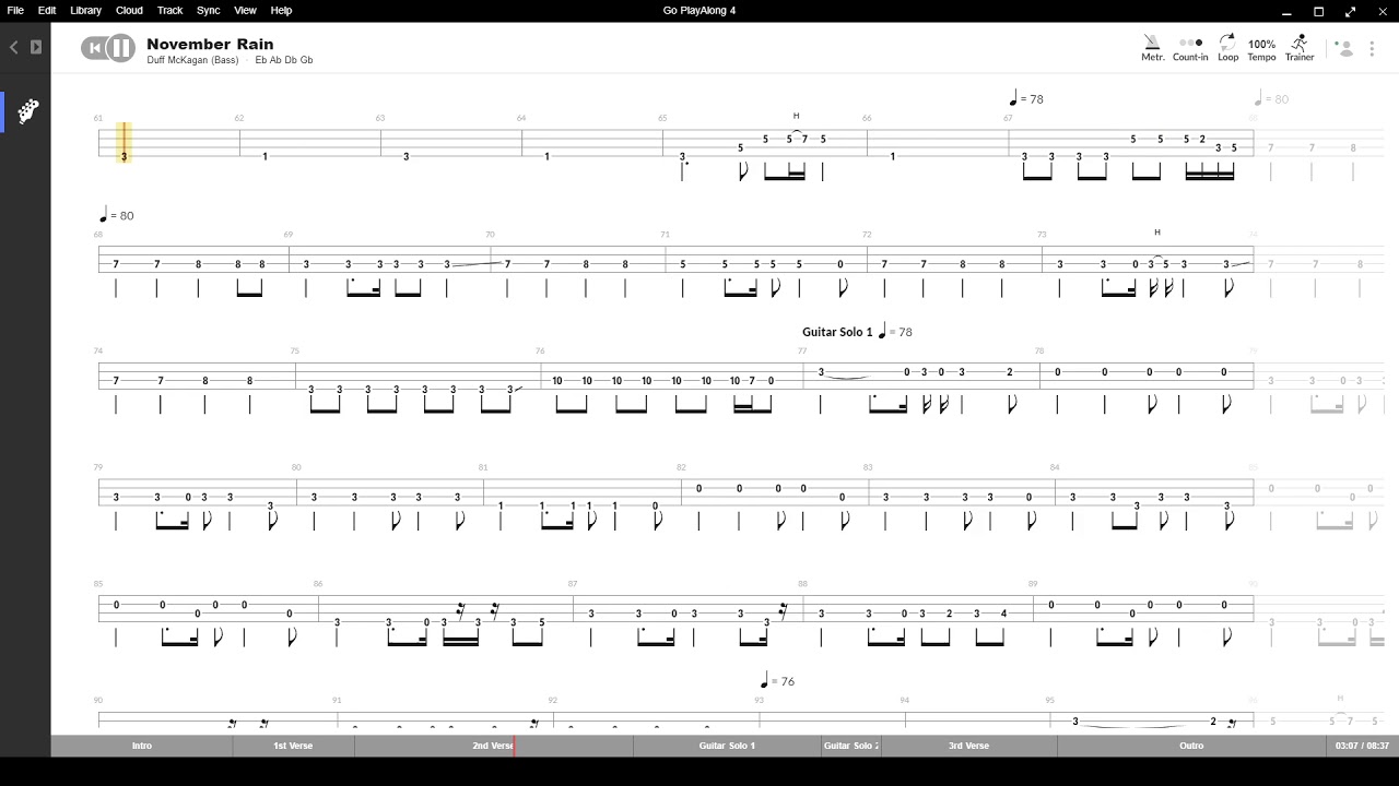 November Rain ( Guns N'Roses ) ,Tablatura e base Senza Basso - Backing ...