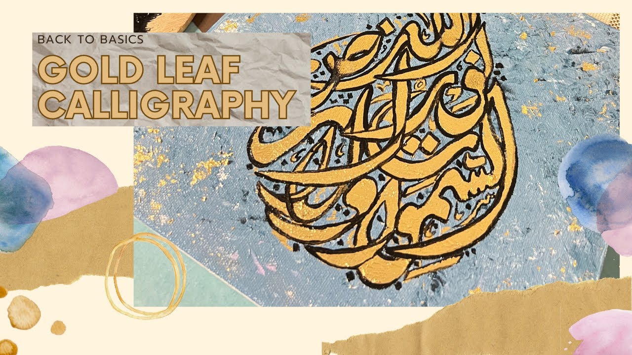 Easy Gold Leaf Calligraphy on Abstract Background!! blending acrylics ...
