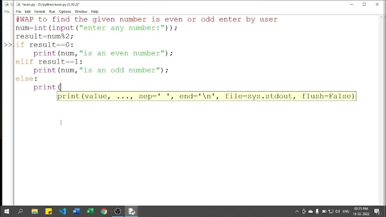 Python Example Program to Check if a Number is Even or Odd ( User Input ) in Hindi #34 - YouTube