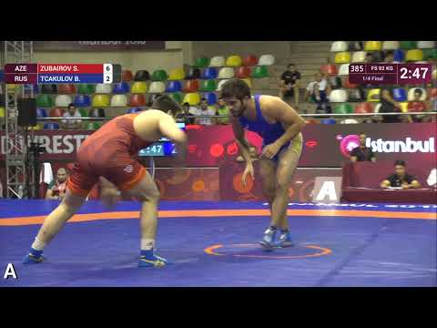 1/4 FS - 92 kg: S. ZUBAIROV (AZE) v. B. TCAKULOV (RUS)