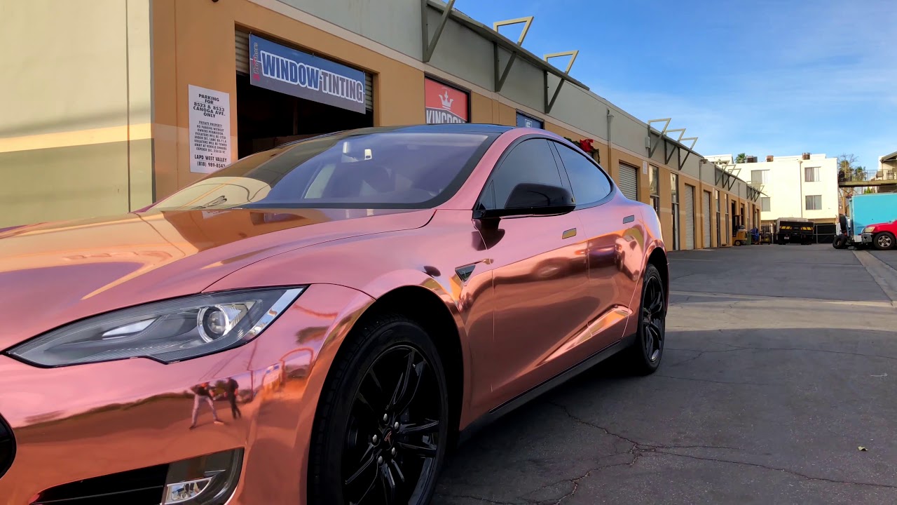 Tesla Wrapped in TeckWraps Rose Gold - YouTube