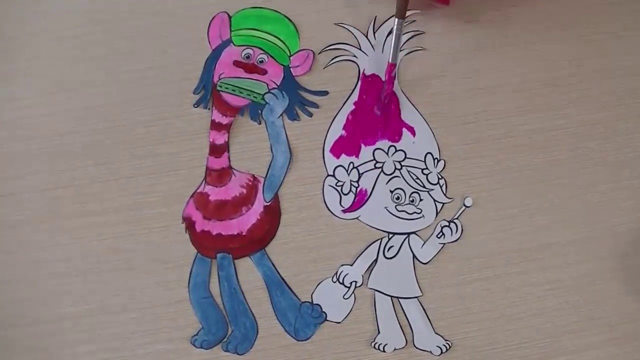 Trolls. Cooper and Poppy - Coloring for kids - YouTube
