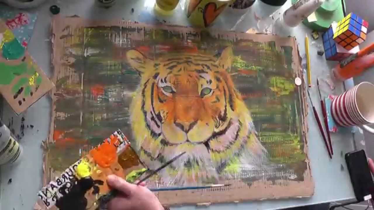 Acrylic Painting of a Tiger - YouTube