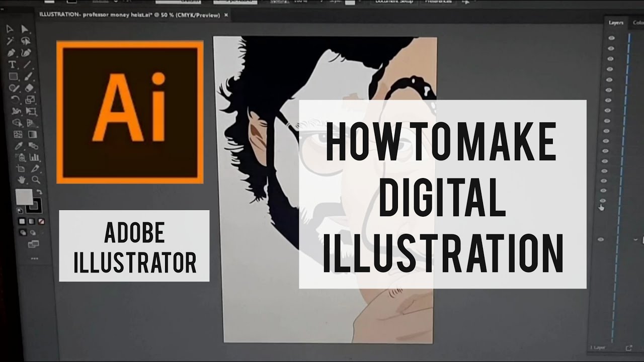 Timelapse Adobe Illustration Tutorial Vector Potrait Using Adobe Illustrator Youtube